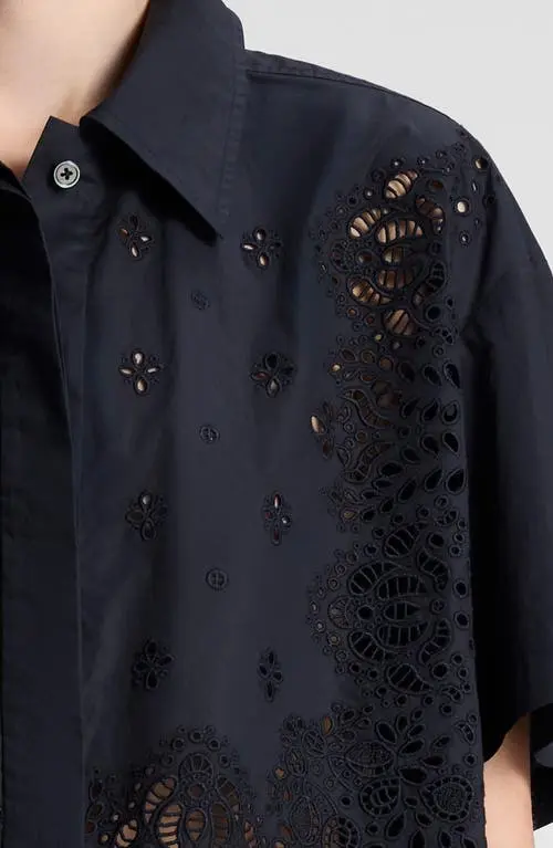 A.L.C. Jade Eyelet Boxy Crop Shirt