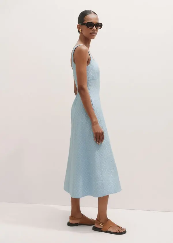 slim fit dress slacks Wynter Embroidered Chambray Dress Blue / XL main image 1