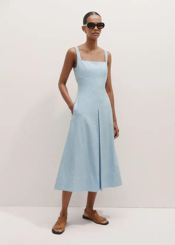ME+EM Italian Jacquard Fit And Flare Midi Dress