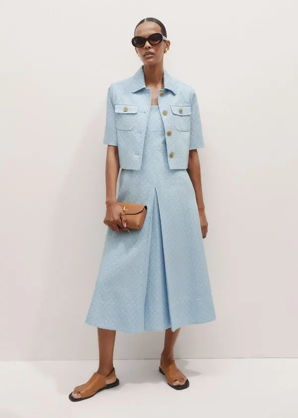 ME+EM Italian Jacquard Fit And Flare Midi Dress