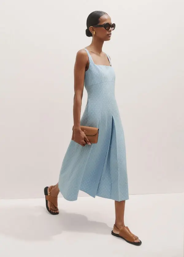 ME+EM Italian Jacquard Fit And Flare Midi Dress
