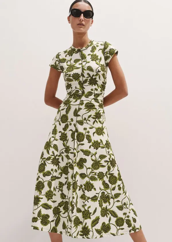 green emerald velvet dress ME+EM Green Floral Midi Dress Size UK 8 main image 0