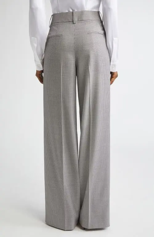 Michael Kors Pleated Houndstooth Wide Leg Trousers