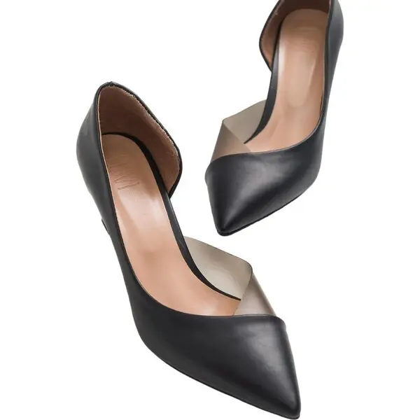 PROLOGUE SHOES Vera Pointed Toe Pumps - Black Faux Leather