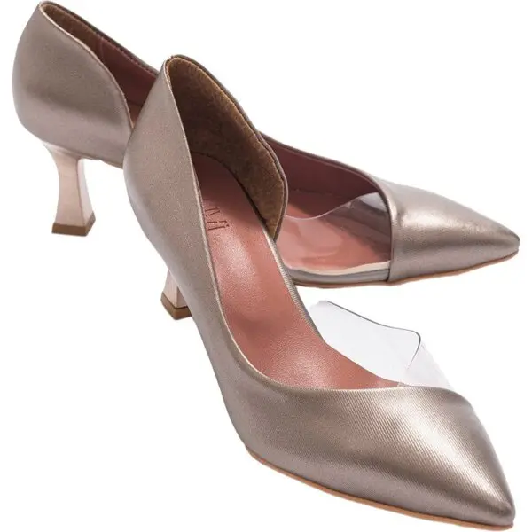 PROLOGUE SHOES Vera Pointed Toe Pumps - Copper Faux Leather