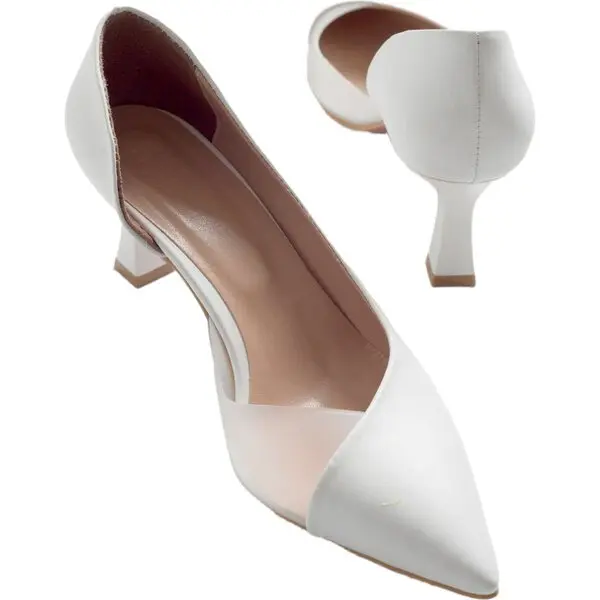 PROLOGUE SHOES Vera Pointed Toe Pumps - White Faux Leather