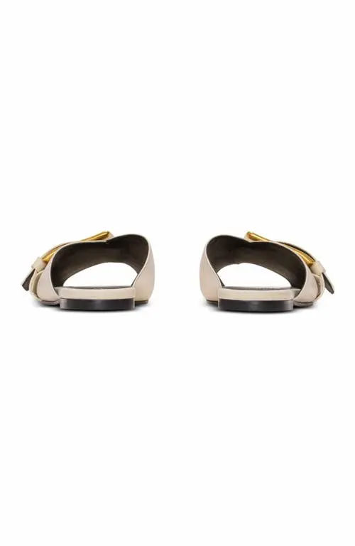 Balmain Anthem Flat Leather Sandals - Beige
