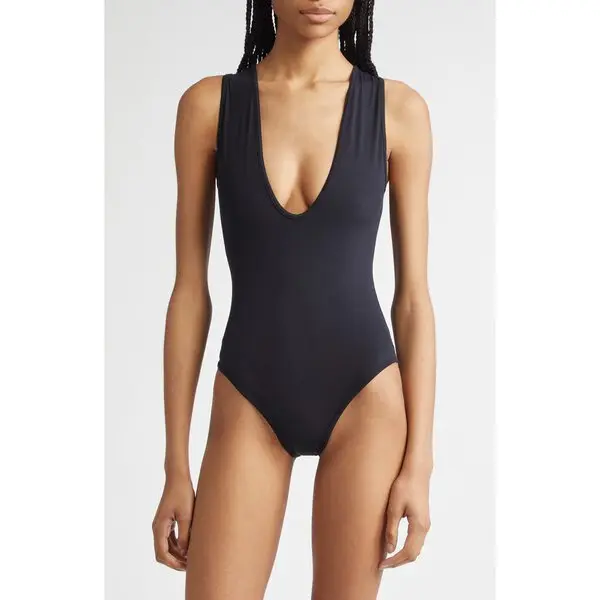 Loulou De Saison Gianna Plunge Neck One-Piece Swimsuit