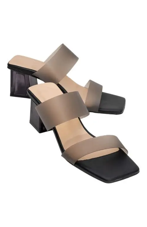 PROLOGUE SHOES Elara Transparent Strap Sandal - Black Faux Leather