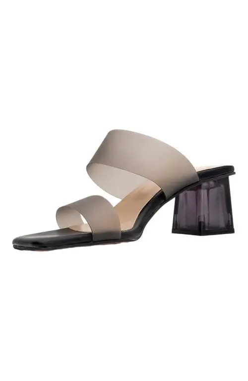 PROLOGUE SHOES Elara Transparent Strap Sandal - Black Faux Leather