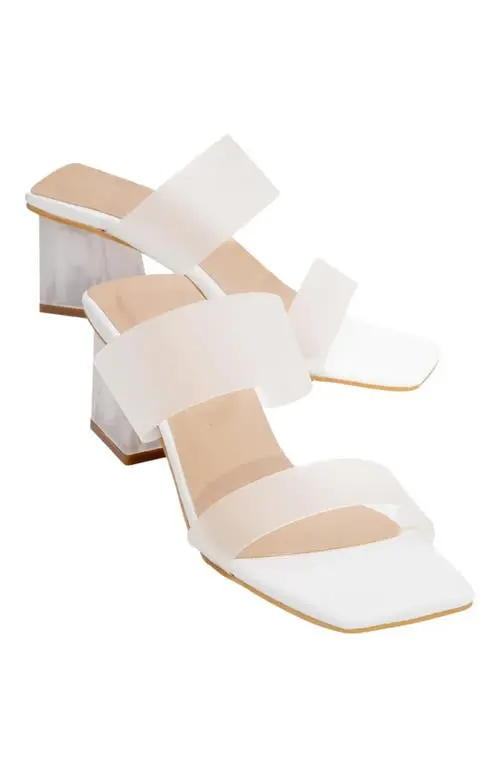 PROLOGUE SHOES Elara Transparent Strap Sandal - White Faux Leather