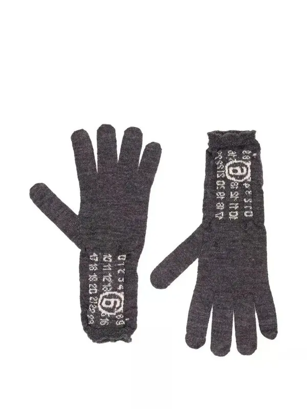 MAISON MARGIELA Numbers-motif Gloves - Grey