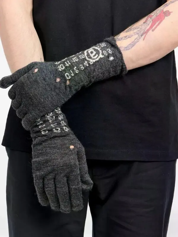 MAISON MARGIELA Numbers-motif Gloves - Grey
