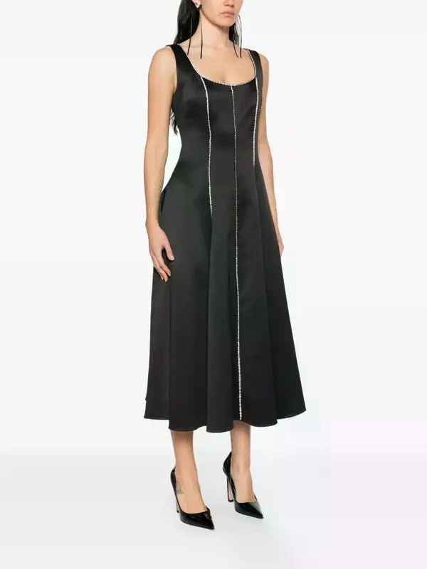 NISSA Crystal-embellished Midi Dress - Black