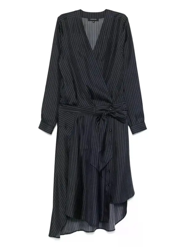 Barbara Bui Pinstriped Silk Wrap Dress
