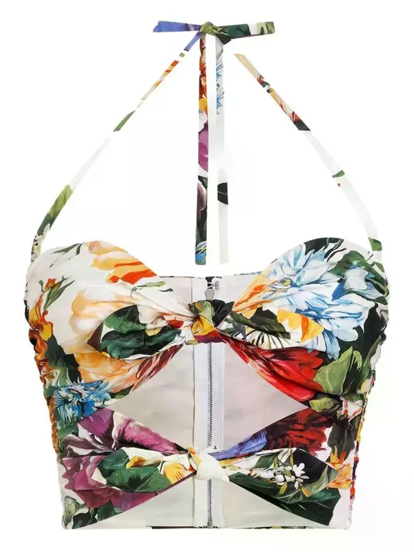 Dolce & Gabbana Printed Halterneck Top - White