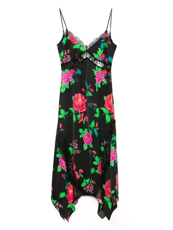 NISSA Backless Floral-print Midi Dress