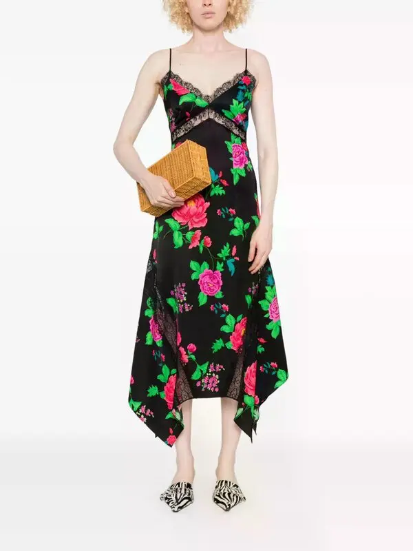 NISSA Backless Floral-print Midi Dress