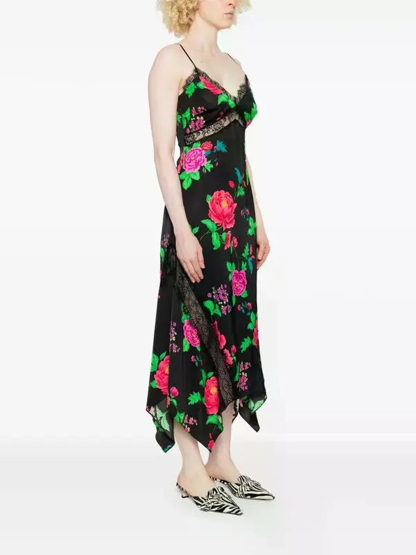 NISSA Backless Floral-print Midi Dress