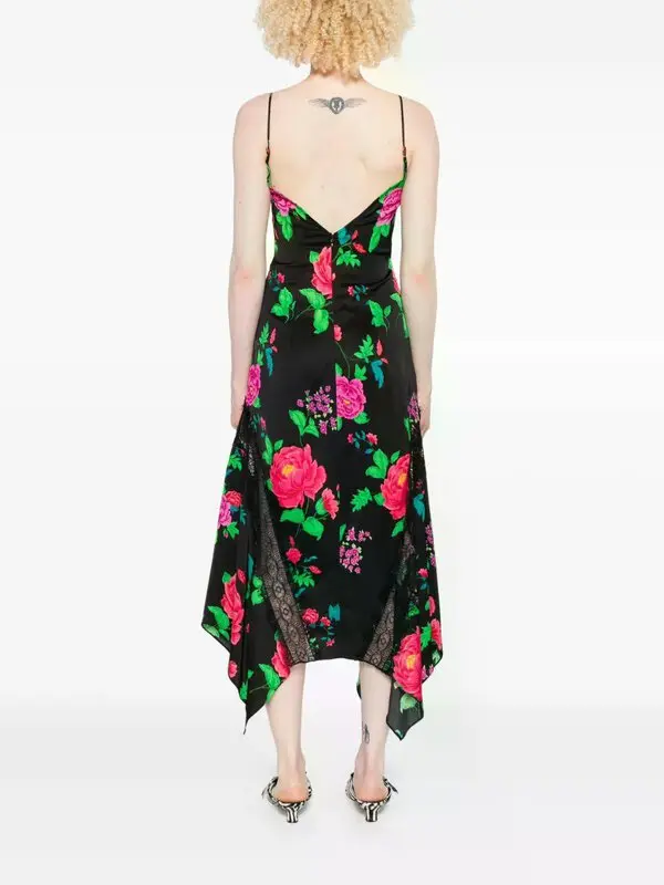 NISSA Backless Floral-print Midi Dress