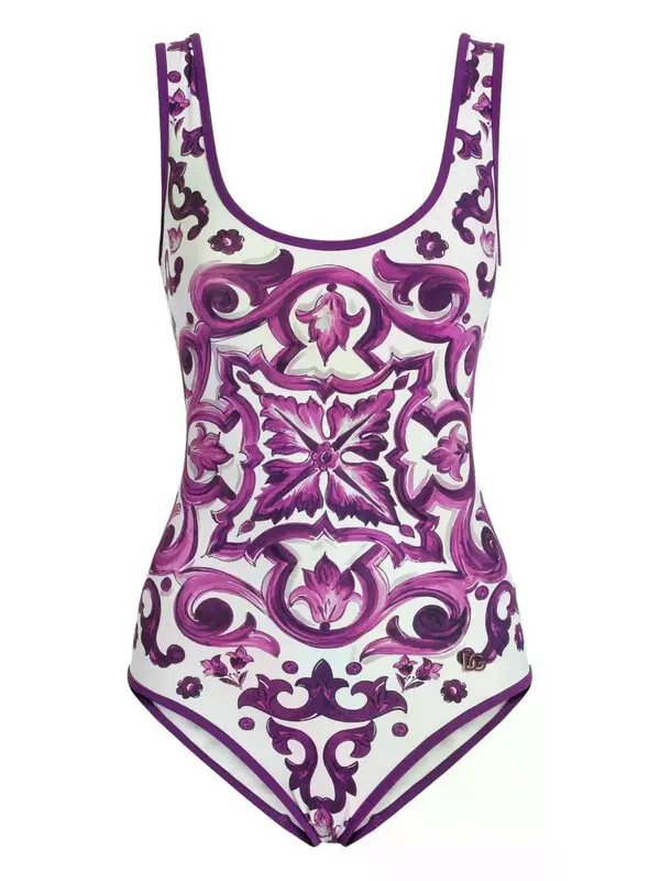 Dolce & Gabbana Majolica-print Swimsuit - White
