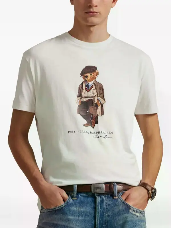 Polo Ralph Lauren Bear-motif Slim-fit T-shirt - White