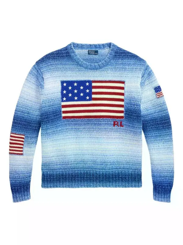 Polo Ralph Lauren Flag-motif Cotton Sweater - Blue