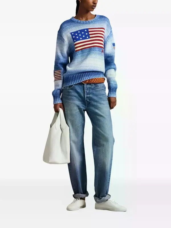 Polo Ralph Lauren Flag-motif Cotton Sweater - Blue