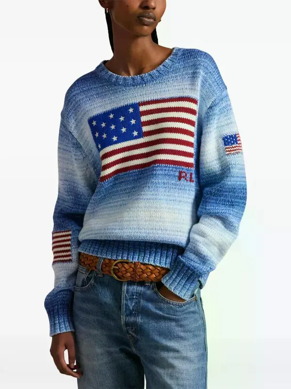 Polo Ralph Lauren Flag-motif Cotton Sweater - Blue