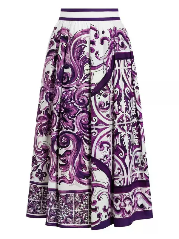 Dolce & Gabbana Midi Pleated Printed Skirt