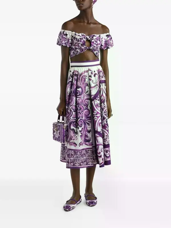 Dolce & Gabbana Midi Pleated Printed Skirt