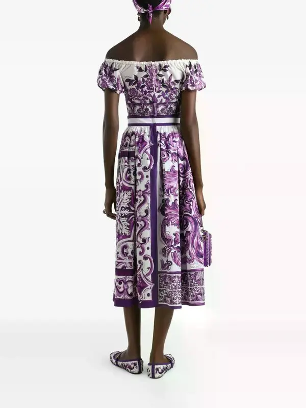 Dolce & Gabbana Midi Pleated Printed Skirt