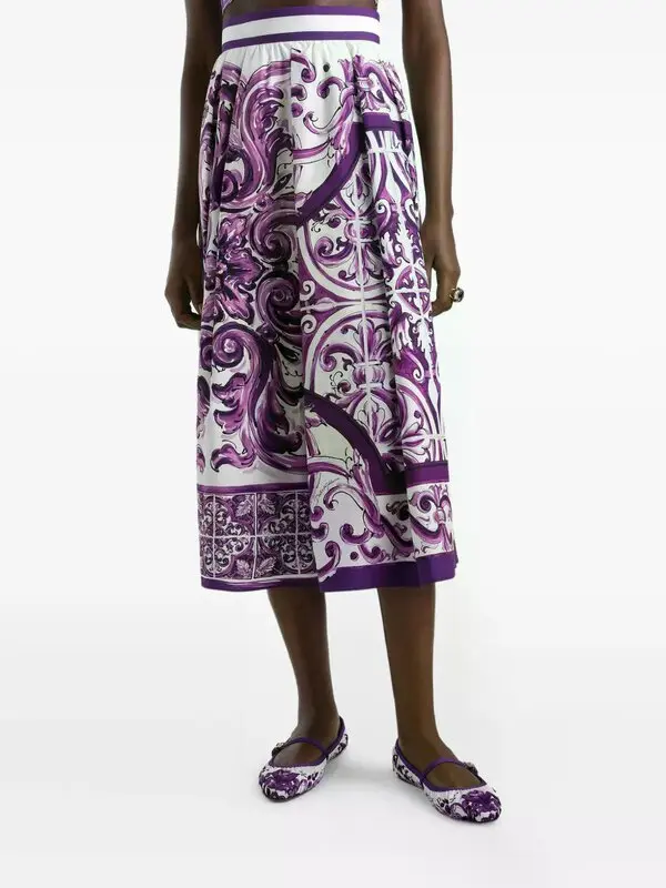Dolce & Gabbana Midi Pleated Printed Skirt