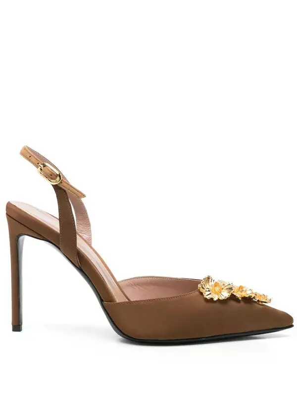 GINISSIMA X Moogu 100mm Floral-appliqué Heeled Pumps