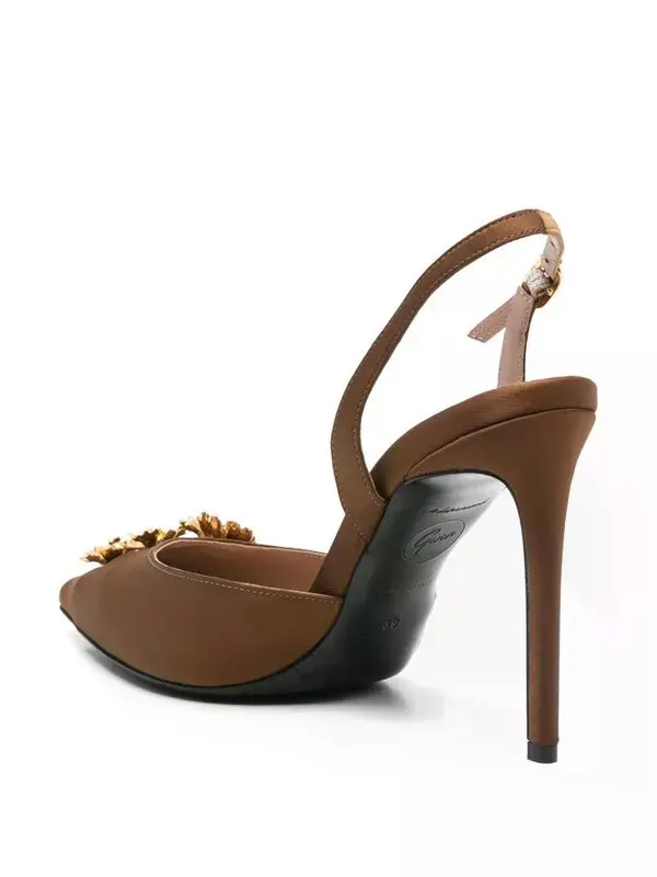 GINISSIMA X Moogu 100mm Floral-appliqué Heeled Pumps