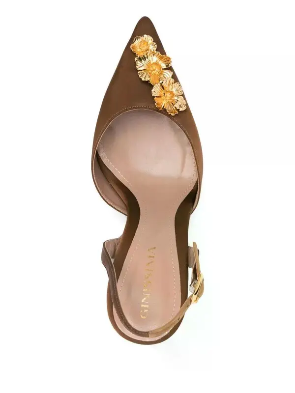 GINISSIMA X Moogu 100mm Floral-appliqué Heeled Pumps