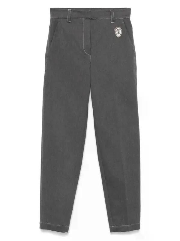 Brunello Cucinelli Embroidered-logo Cropped Trousers