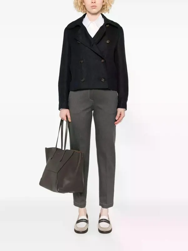 Brunello Cucinelli Embroidered-logo Cropped Trousers