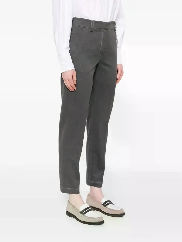 Brunello Cucinelli Embroidered-logo Cropped Trousers