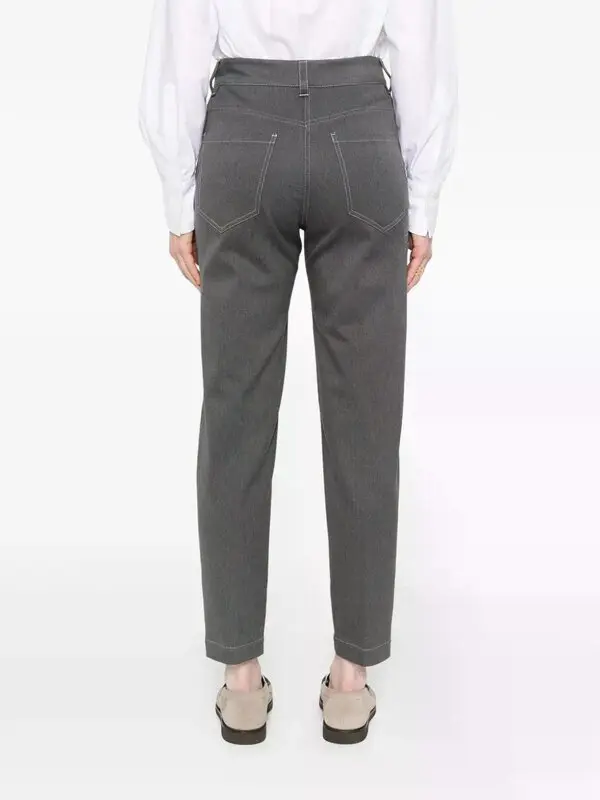 Brunello Cucinelli Embroidered-logo Cropped Trousers