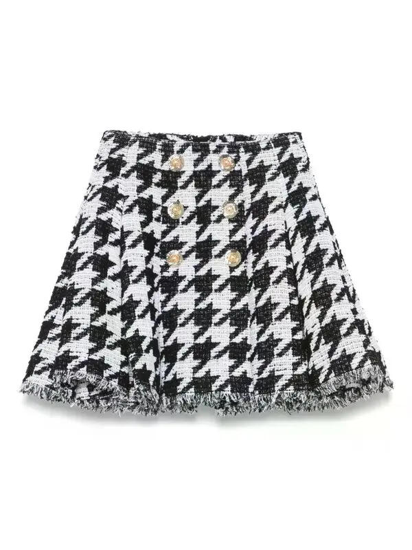 Balmain A-line Tweed Skirt - Black