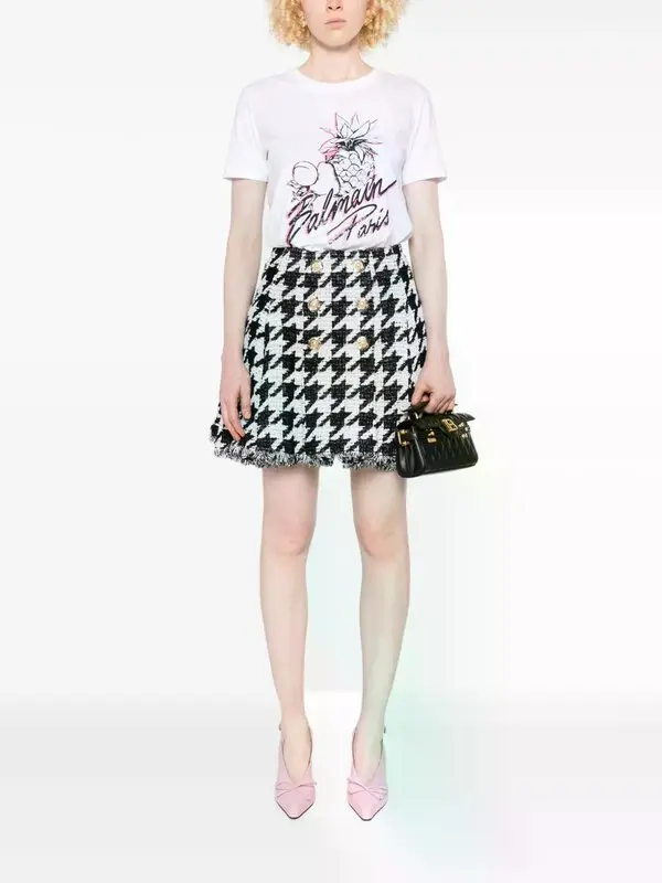 Balmain A-line Tweed Skirt - Black