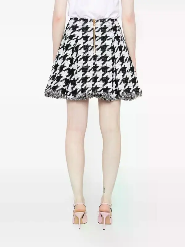 Balmain A-line Tweed Skirt - Black