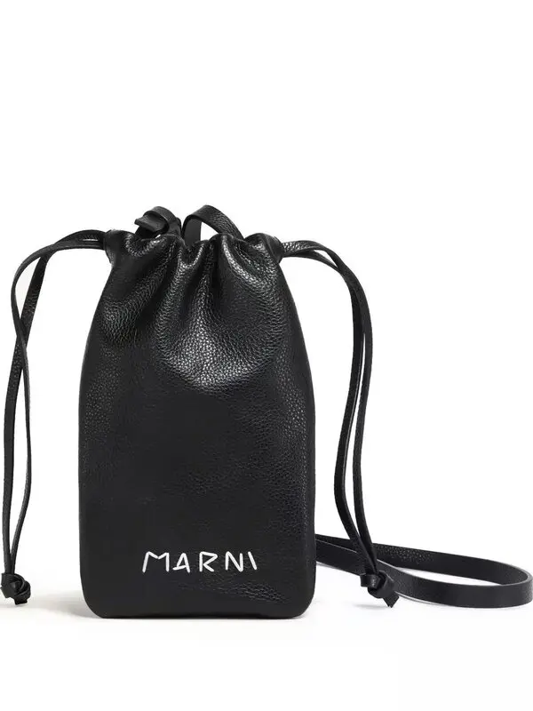 Marni Drawstring Leather Wallet - Black