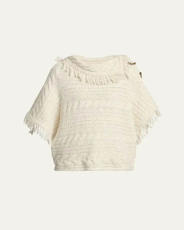Isabel Marant Étoile Blanche Fringe Cable-knit Sweater