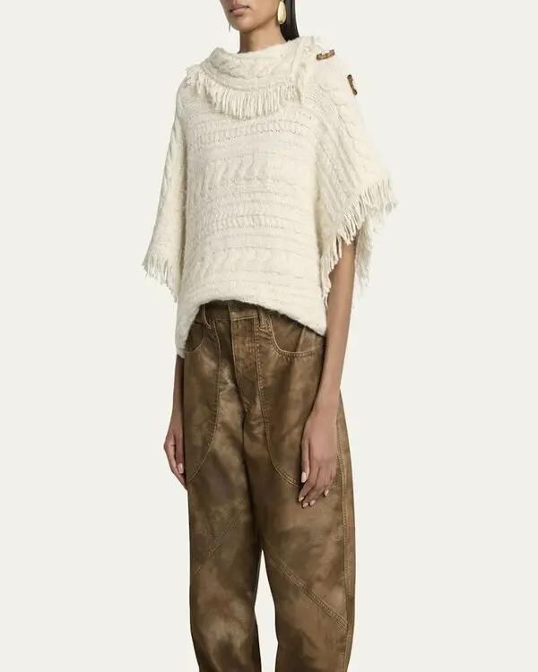 Isabel Marant Étoile Blanche Fringe Cable-knit Sweater
