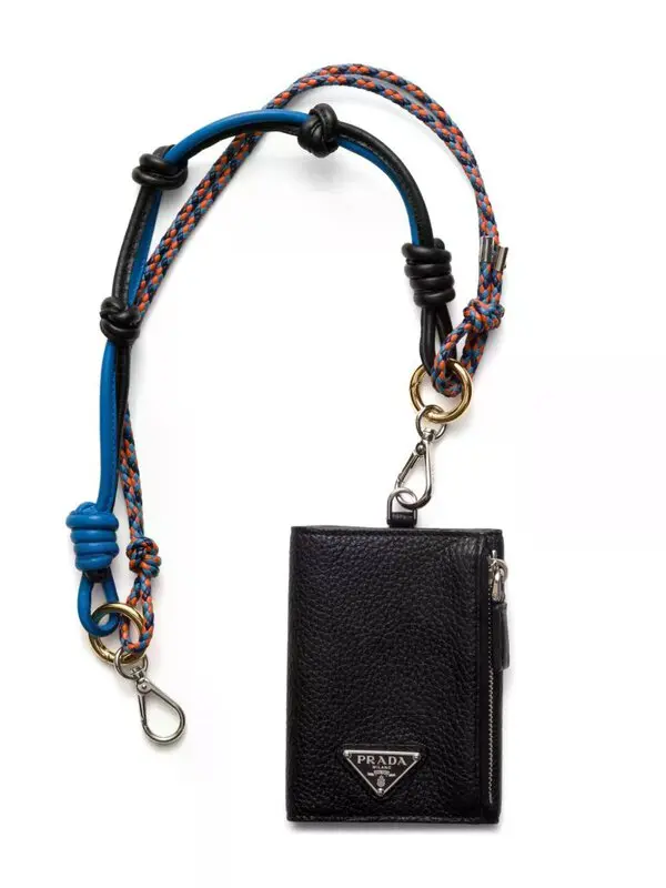 Prada Logo Leather Card Holder - Black