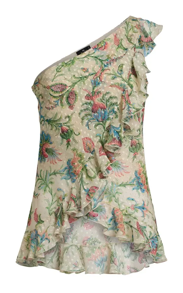 Etro Ruffled One-shoulder Top - Print
