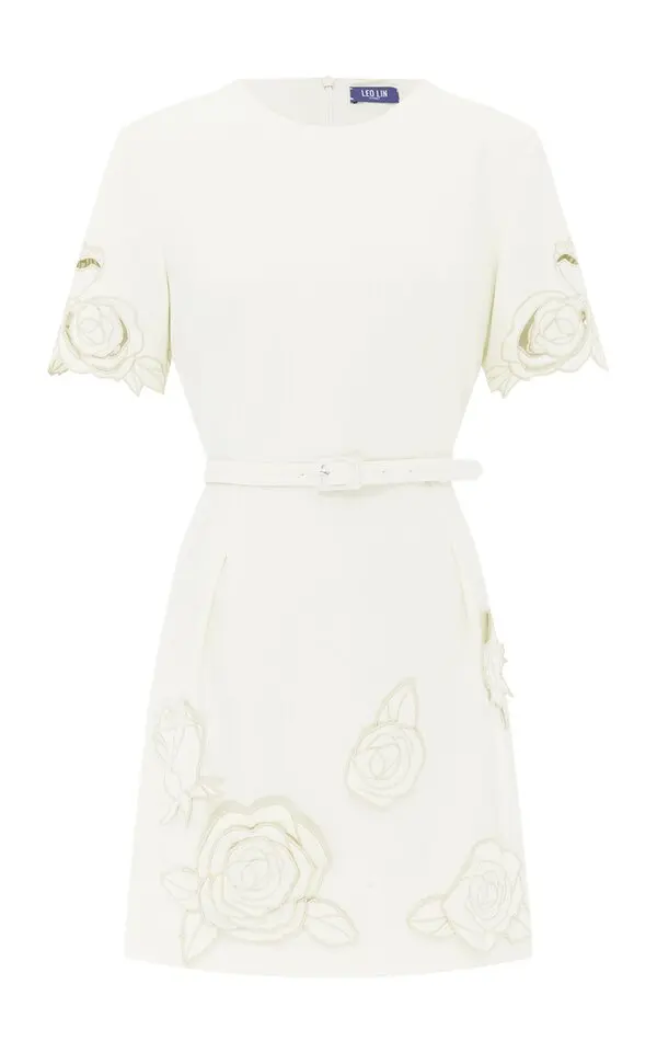LEO LIN Aurelie Appliquéd Mini Dress - Off-white