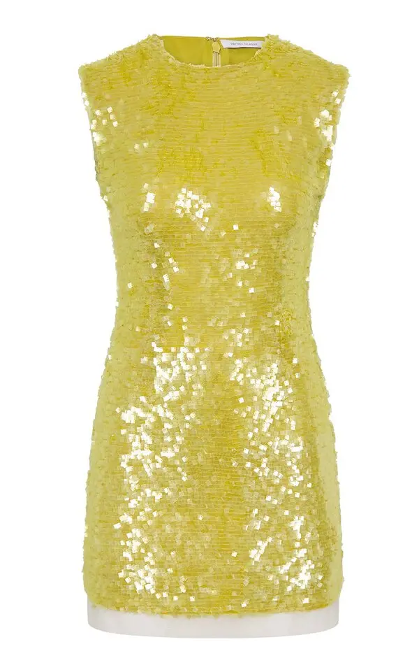 Rachel Gilbert Kaia Sequined Tulle Mini Dress - Lime Green